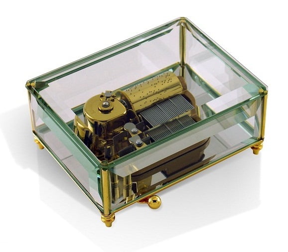 Beveled Glass Crystal Classic Stunning 30 Note Mirrored Music Box ...