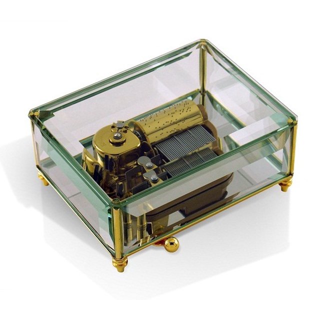 Beveled Glass Crystal Classic Stunning 30 Note Mirrored Music Box ...