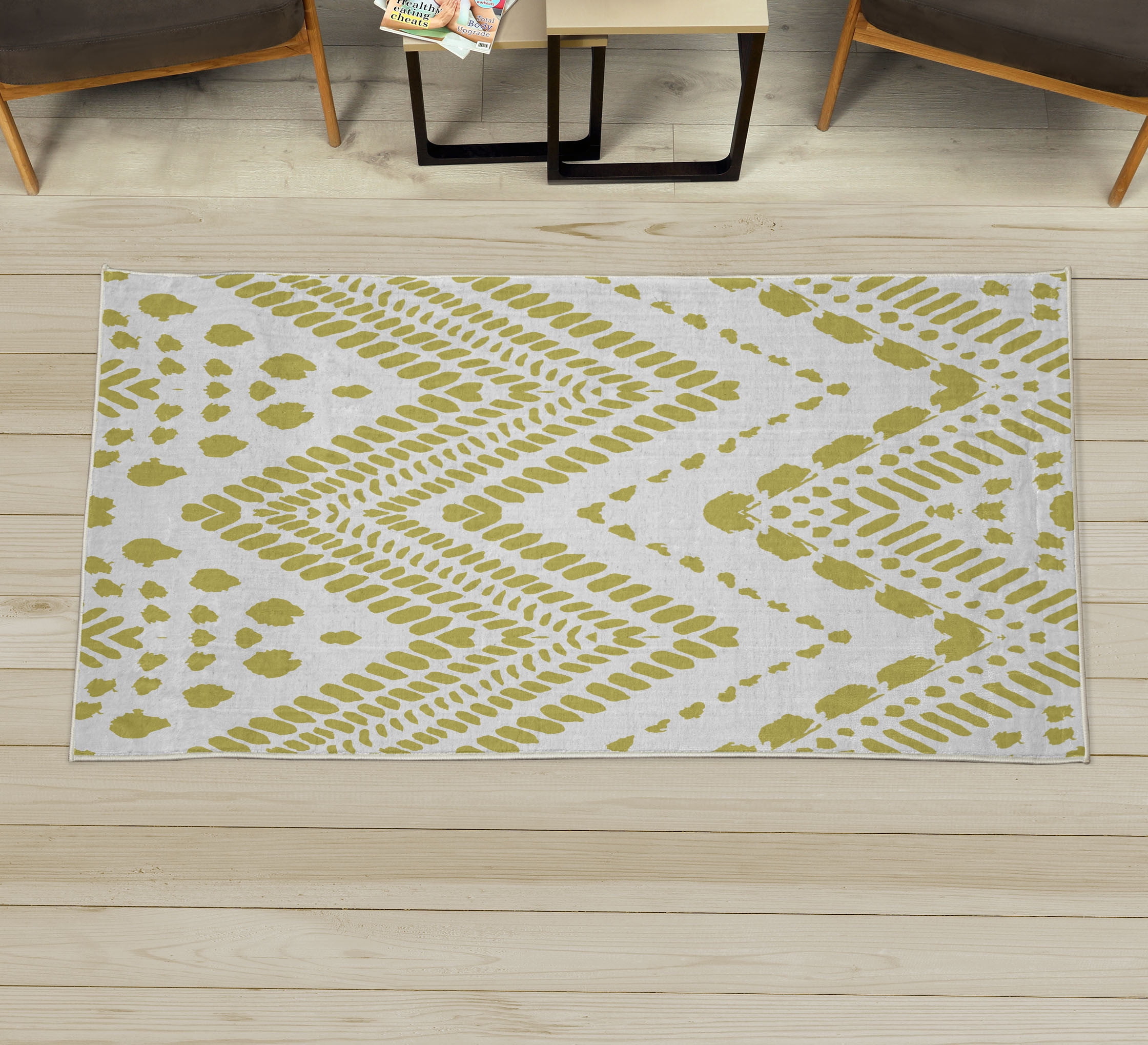 Chevron Decorative Rug, Hand Drawn Aztec Pattern Primitive Clan Motif ...