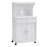 Home Source Portable Kitchen Microwave Cart with Storage, Double Door ...