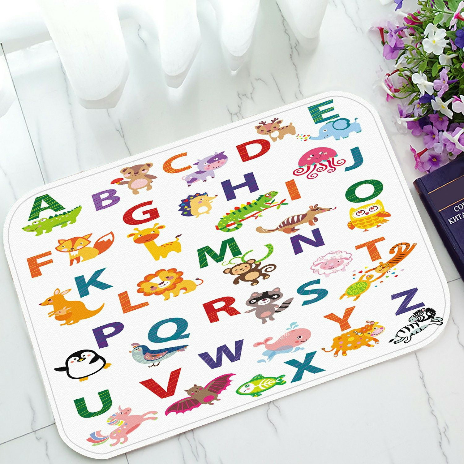 ECZJNT animal alphabet Alphabet Doormat Bath Mat Rug Entrance Rug Floor ...