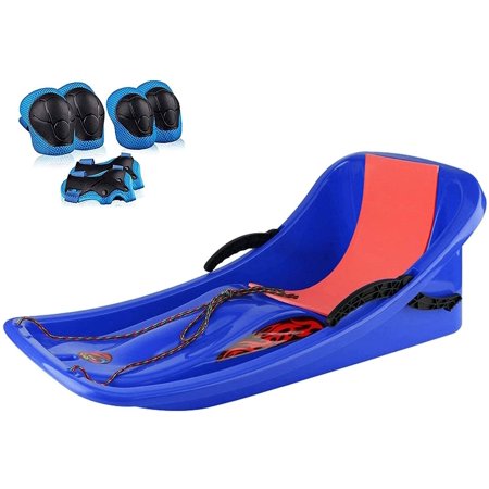 Snow Sledge with Brakes Plastic Toboggan Durable Lightweight Snow ...