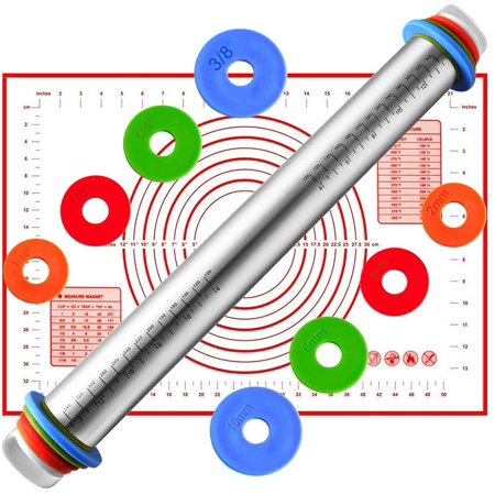 Rolling Pin with Thickness Rings Adjustable Rolling Pin Set Extra Large ...