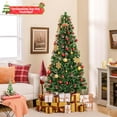Costway 7 FT Christmas Tree Artificial Xmas Tree with 8 Lighting Modes ...