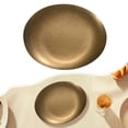 BIZHUA Irregular Oval Shallow Dish, Retro Gold Stainless Steel Dinner ...