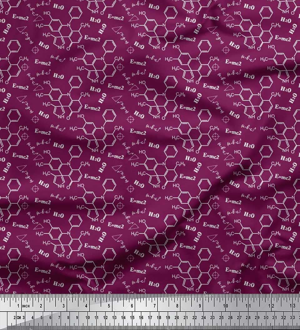 Soimoi Rayon Crepe Fabric Chemical Formula Education Theme Print Fabric ...