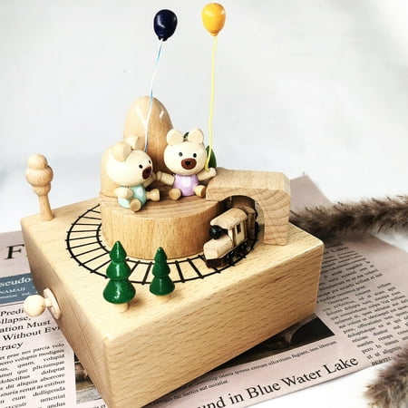 Creative Music Box Wooden Music Box Girls Carousel Children Valentine's ...