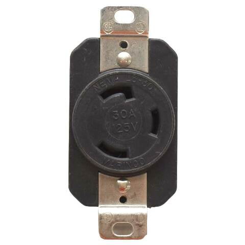 Marinco Boat Locking Power Receptacle | 30A 120V 3-Prong Black ...