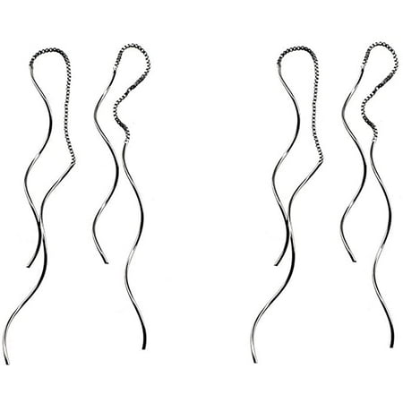 Threader Drop Earrings 5.1inch Ear Loop Dangle Chain Long Enough Slim ...