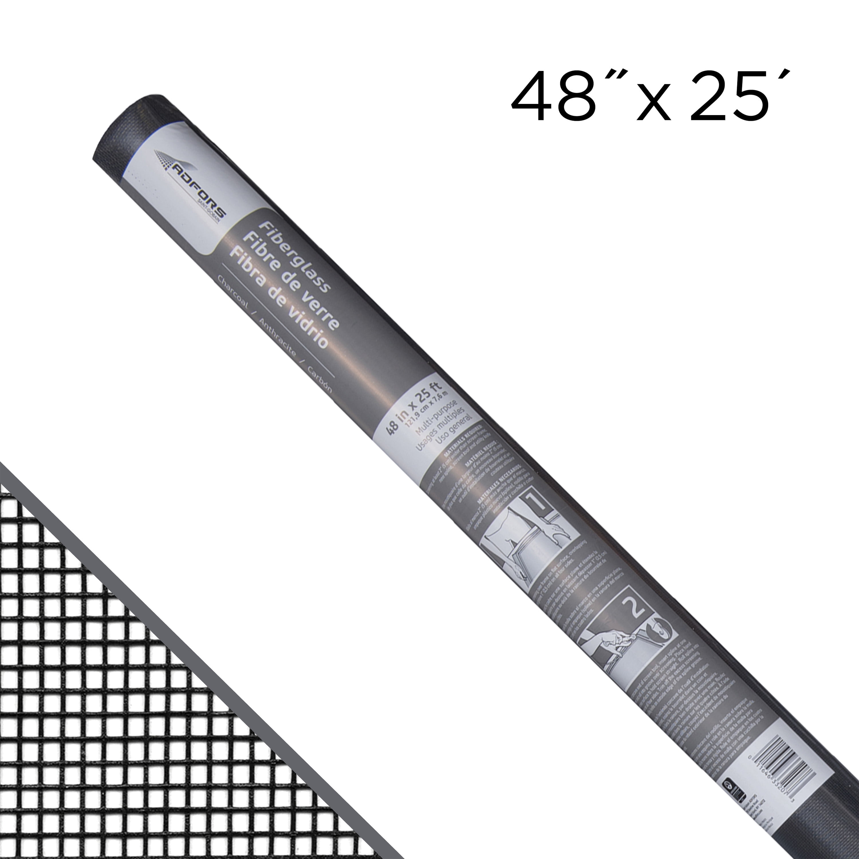 Saint-Gobain ADFORS 48 in. x 25 ft. Charcoal Fiberglass Screen Roll for ...