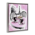 Stupell Industries Pink Parisian Cafe Breakfast Gray Framed Floater ...