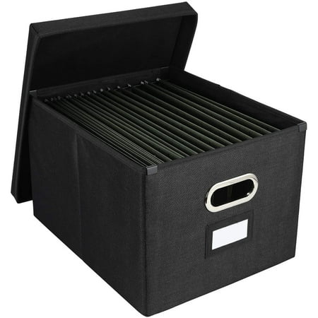 Collapsible File Storage Box with Lid Desk Filing Organizer Bins with ...