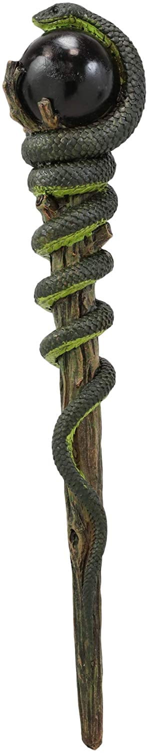 Ebros Nagini Black Orb Snake Cosplay Wand 9.5" Tall Accessory Fantasy ...