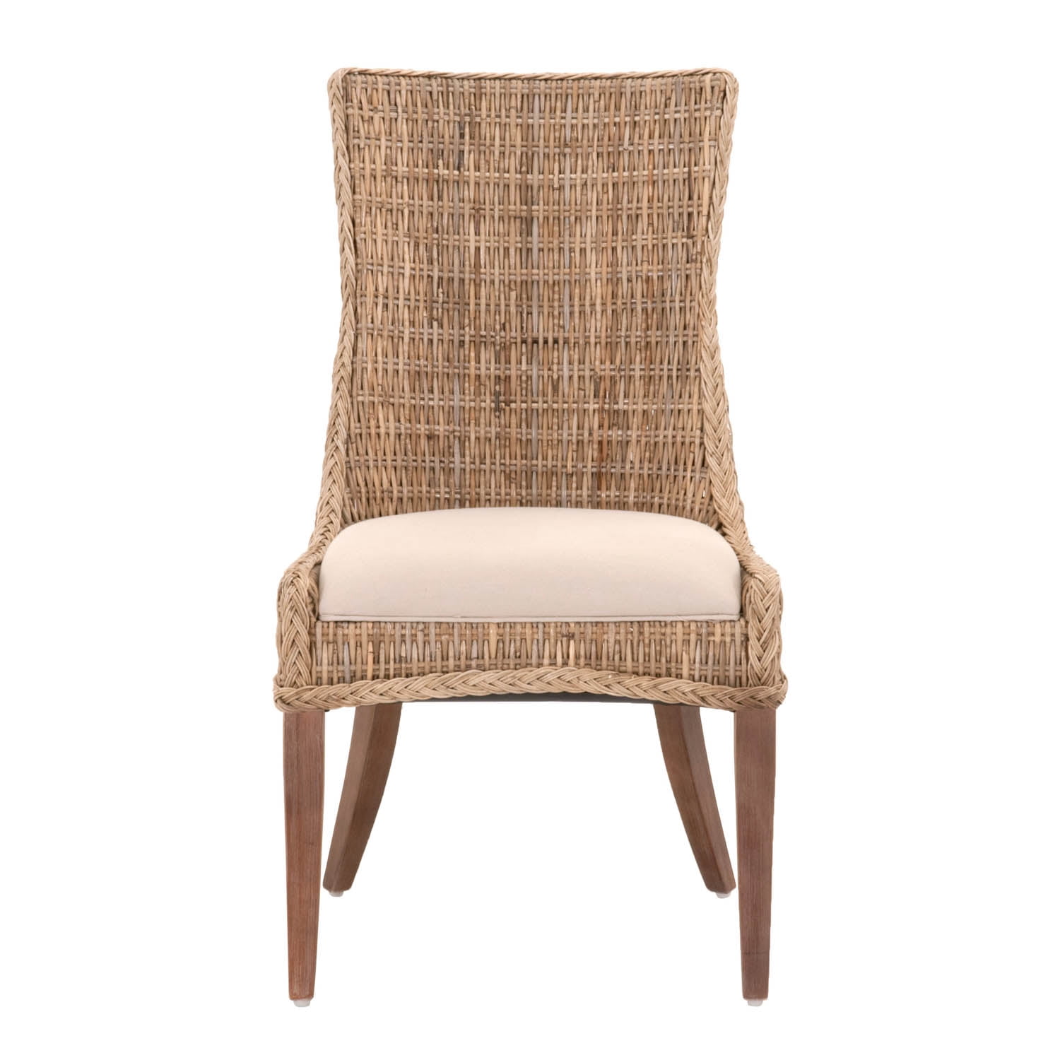 Benzara Upholstered Dining Chair With Braid Edge Detail, Saddle Brown ...