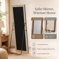 Rustic Wood Floor Mirror with Stand, 63" x 21" Triple-Layer Solid Wood ...