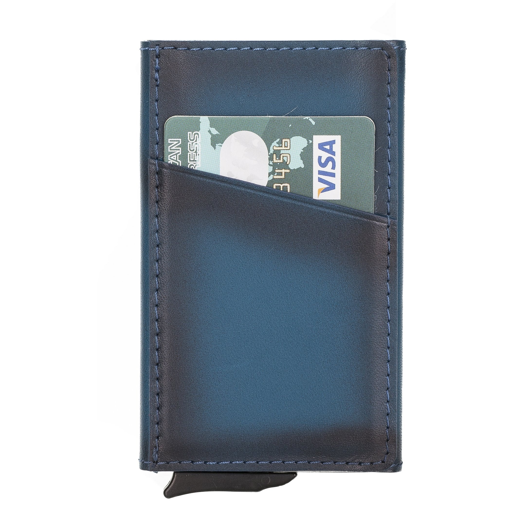 Full Grain Leather Mechanical Pop Up Card Holder With RFID - Walmart.com