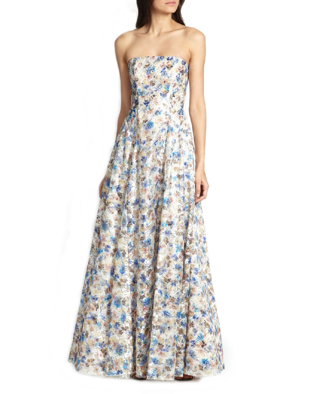 Alice & Olivia Dreema Strapless Floral Embroidered Lace Ball Gown Dress ...