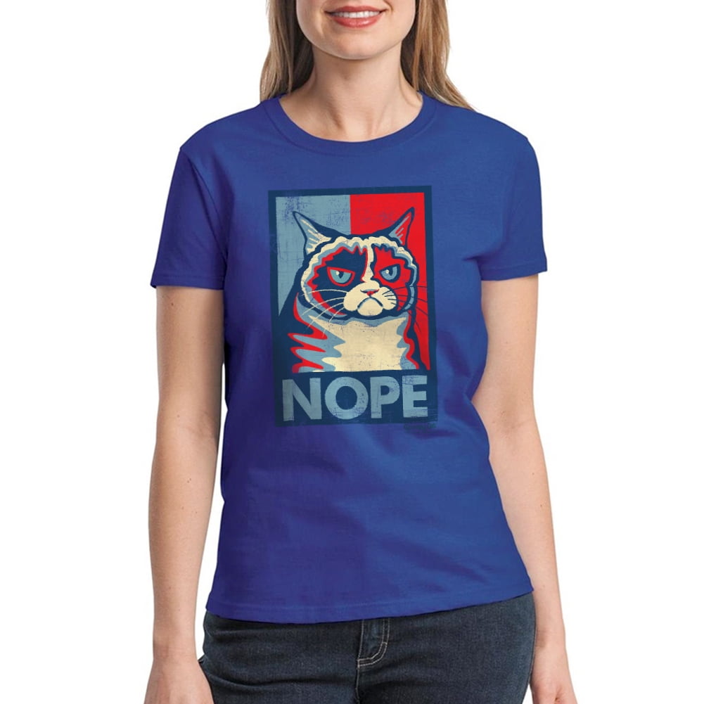 Grumpy Cat Nope Women's Royal Blue T-shirt NEW Sizes S-2XL - Walmart.com