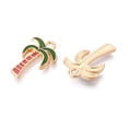 10pcs Alloy Enamel Pendants Coconut Tree Light Gold Green 18x13x2mm ...