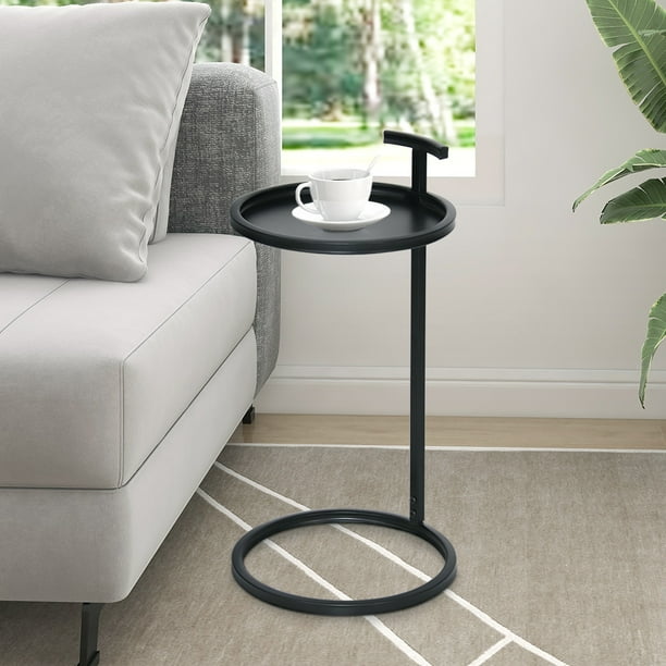 Abble 12" Matte Black Round Metal C Table - Walmart.com