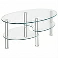 ALPULON Tempered Glass Coffee Table Oval 3-Tier Steel Tea Table for ...
