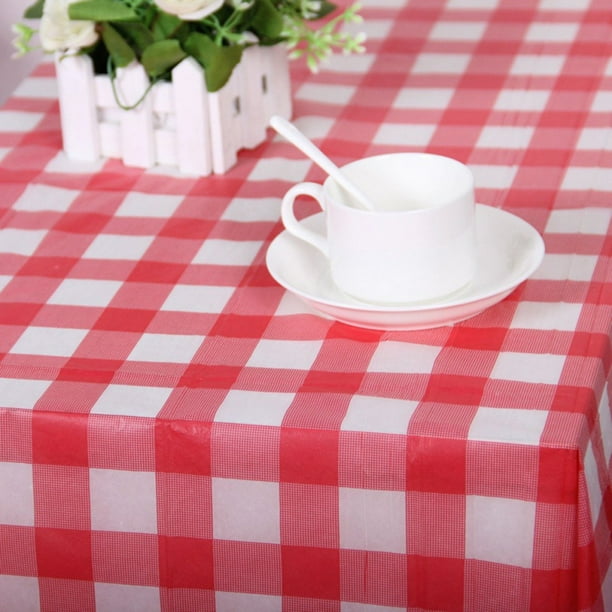 Plastic Red Checkered Tablecloth