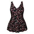 Womens Plus Size Trendy Swim Dress With Ruched One Piece Tummy
