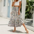 Youmylove Ladies Summer Bohemian Style Floral Printed Casual Midi Skirt Versatile Beach Trendy ...