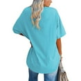 Angala Womens T Shirts V-Neck Short Sleeve Solid Color Blouse Summer ...