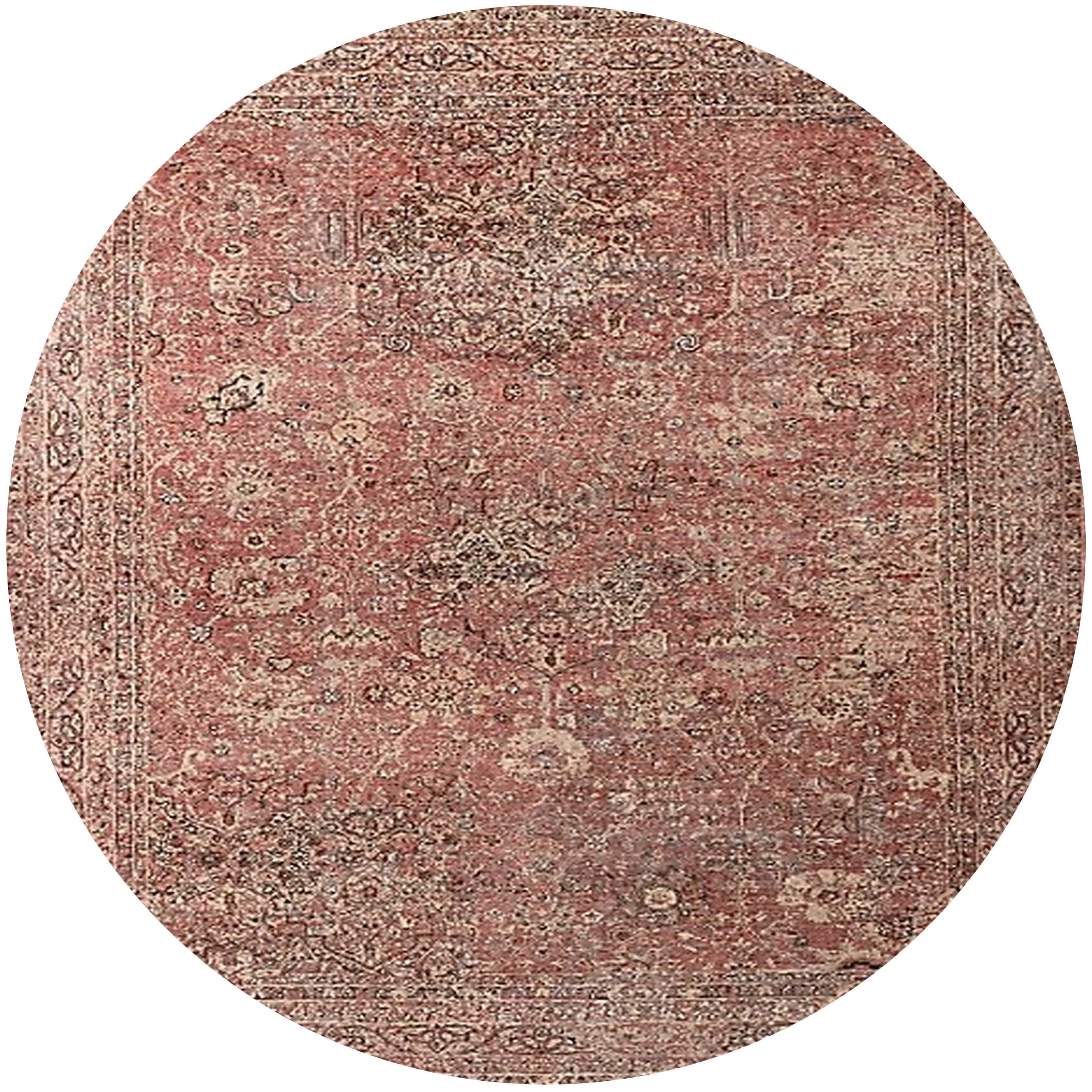 Ahgly Company Indoor Round Mid-Century Modern Dark Salmon Pink Oriental ...