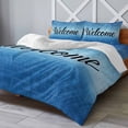 4 Piece Duvet Cover Set Full, Welcome Quote Dark Blue Gradient Soft ...