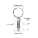 Spring Plunger with Pull Ring M6*1 0.47" Thread Length Pin Dia.4mm Flat ...