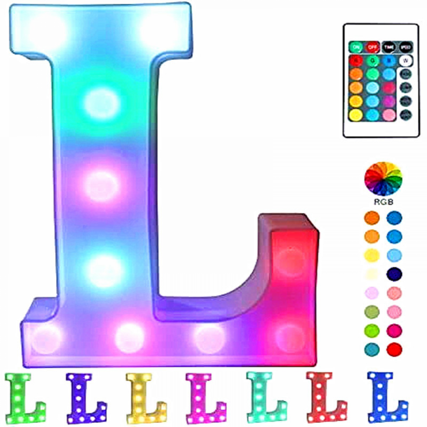 JUSTUP Colorful LED Marquee Letter Lights with Remote Light Up Marquee ...