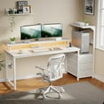 JIOABL 59" Gaming Desk with RGB LED, Built-in Charging Station ...