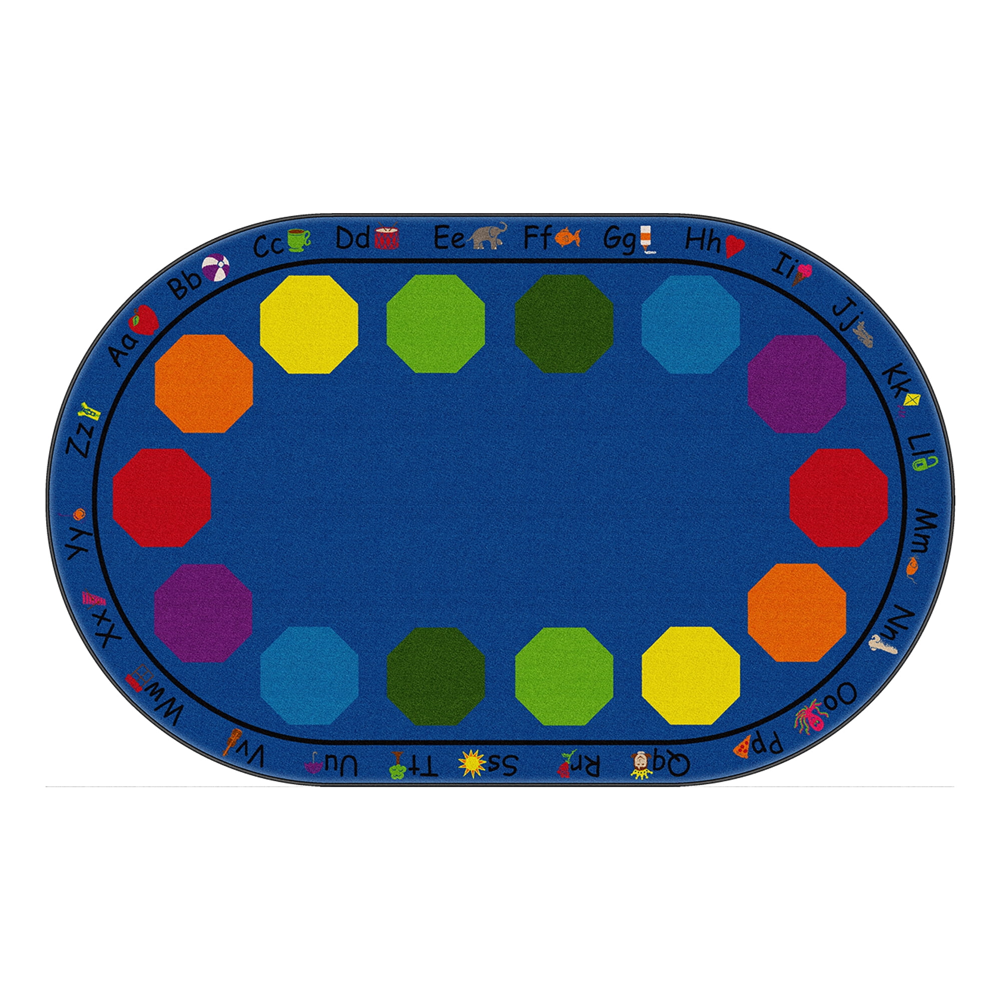 Sprogs Alphabet Seating Rug - Oval (7' 6" Wide x 12' Long) Blue Multi ...