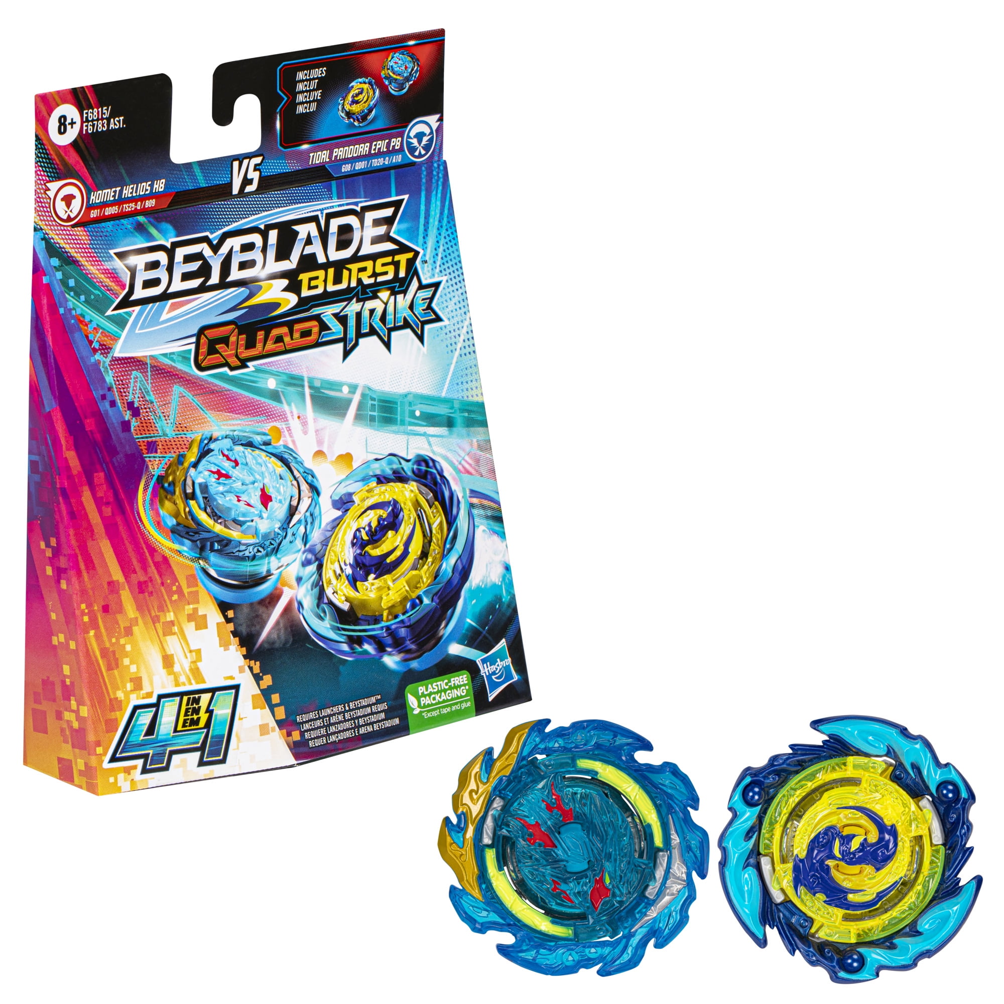 Beyblade Burst QuadStrike Komet Helios H8 and Tidal Pandora Epic P8 ...