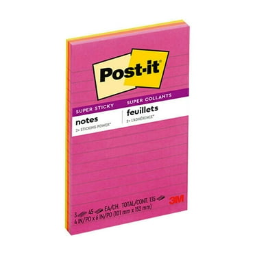 Post-it Super Sticky Lined Notes, 4" x 6", Canary Yellow, 3 Pack ...