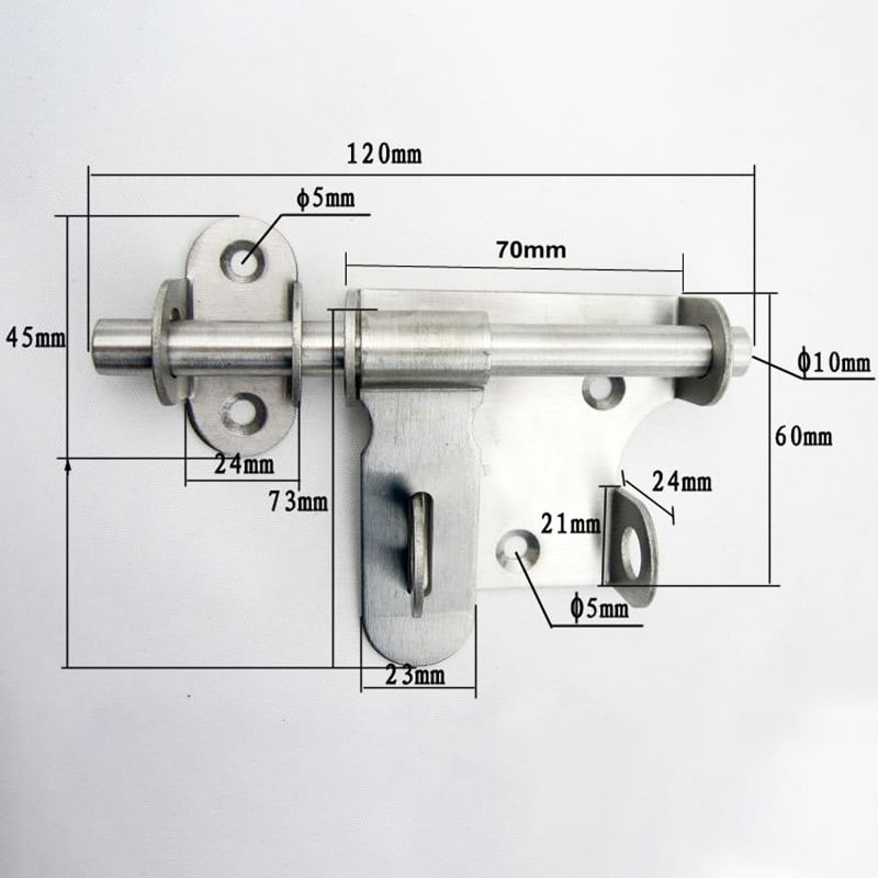 Stainless Steel Lock Latch Slide Bolt Buckle Metal Doors Gates Home ...