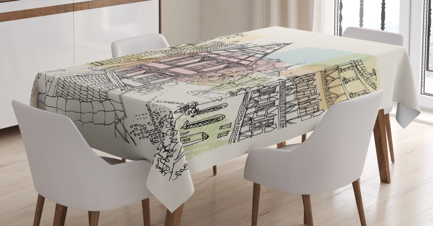 Ambesonne German Tablecloth Rectangular Table Cover, Historic Nuremberg ...