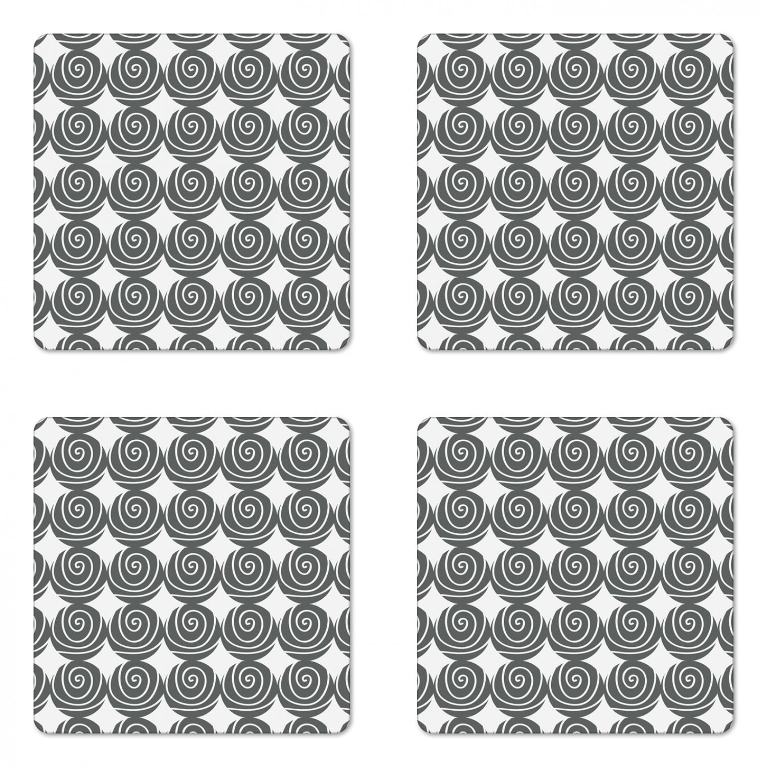 Geometric Coaster Set of 4, Modern Style Circle Motifs Intersecting ...