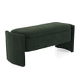 Modern Storage Ottoman Bench with Wood Frame, Boucle Fabric, Dark Green ...