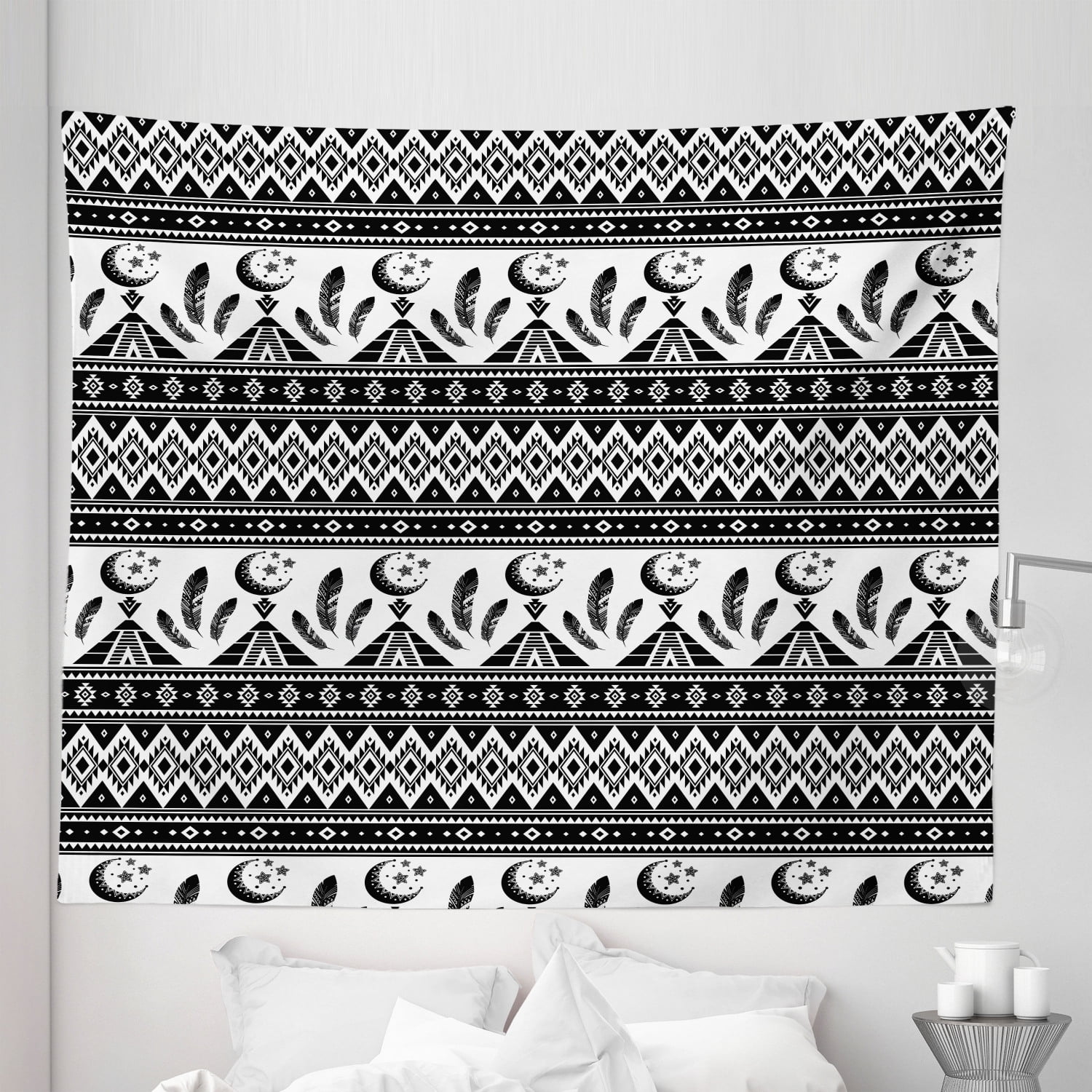 Aztec Tapestry, Tribal Geometric Bohemian Design of Mexican Kingdom ...