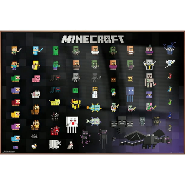 Minecraft - Gaming Poster (Pixel Sprites / Collage) (Size: 25" X 37 ...