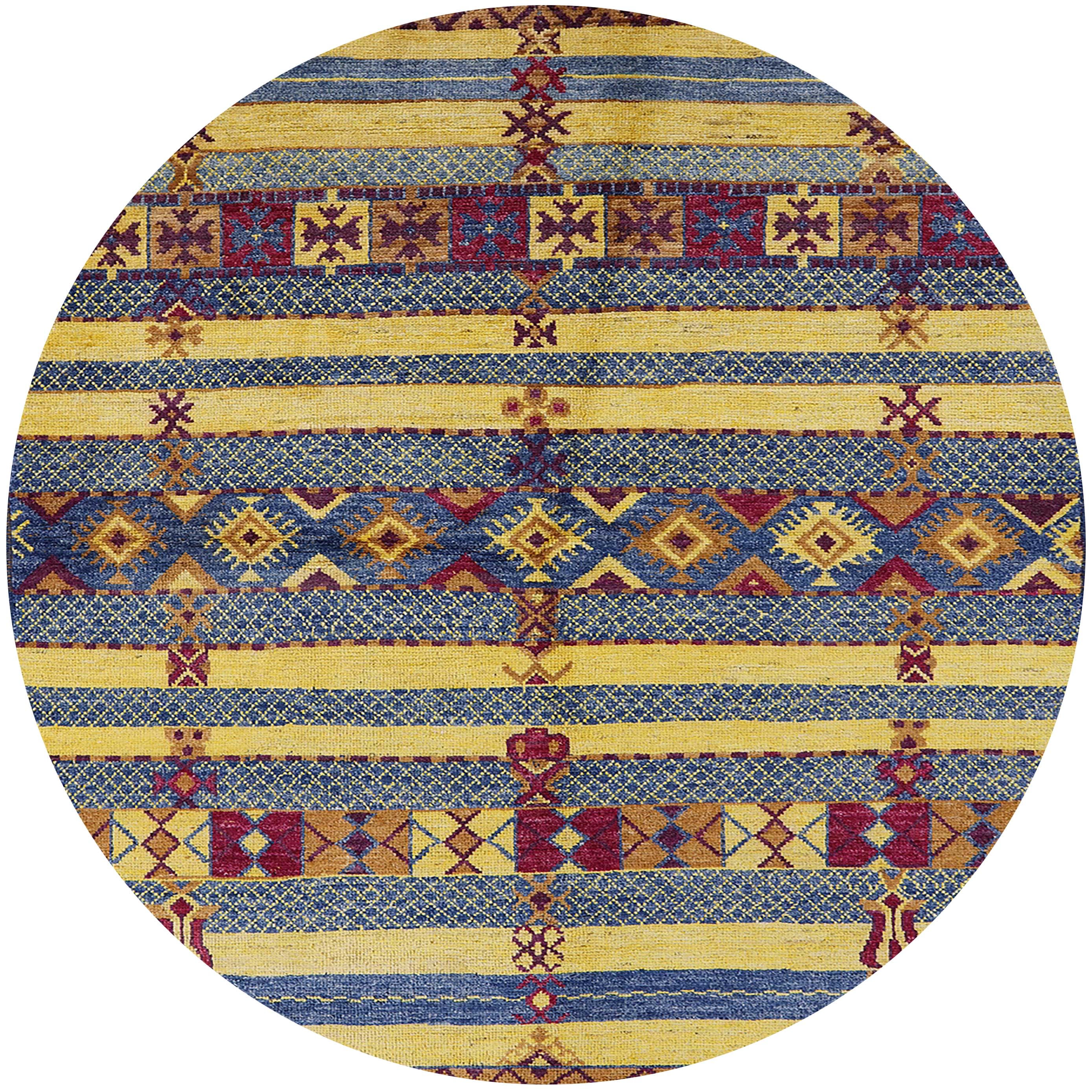 Ahgly Company Indoor Round Mid-Century Modern Plum Purple Oriental Area ...