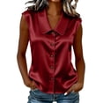 Ashirexll Tops for Women Trendy Summer Solid Color Lock Lapel ...