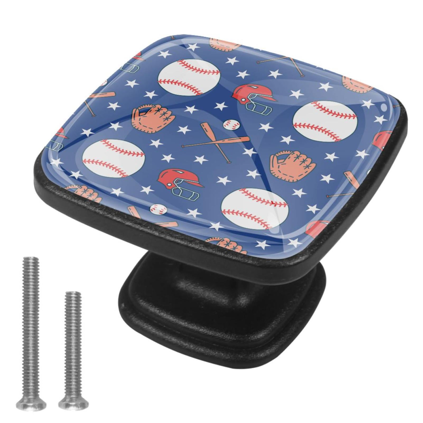 4 Pcs Cabinet Handle Drawer Pulls Baseball Knobs with Screws Square ...
