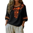 Duoif Women's Loose Button Shirt Top Stand Collar Solid Color Three ...