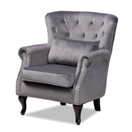 Baxton Studio Relena Wingback Chair, Gray - Walmart.com