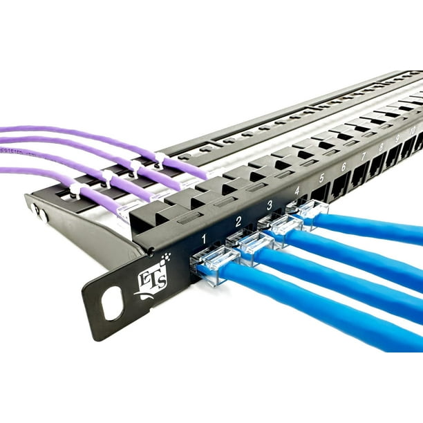 ETS 24 Port Patch Panel CAT6 0.5U Inline Pass Through Key Coupler UTP ...