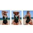 Enjoytime Bathing Suit for Women Patchwork Tummy Control V Neck One ...